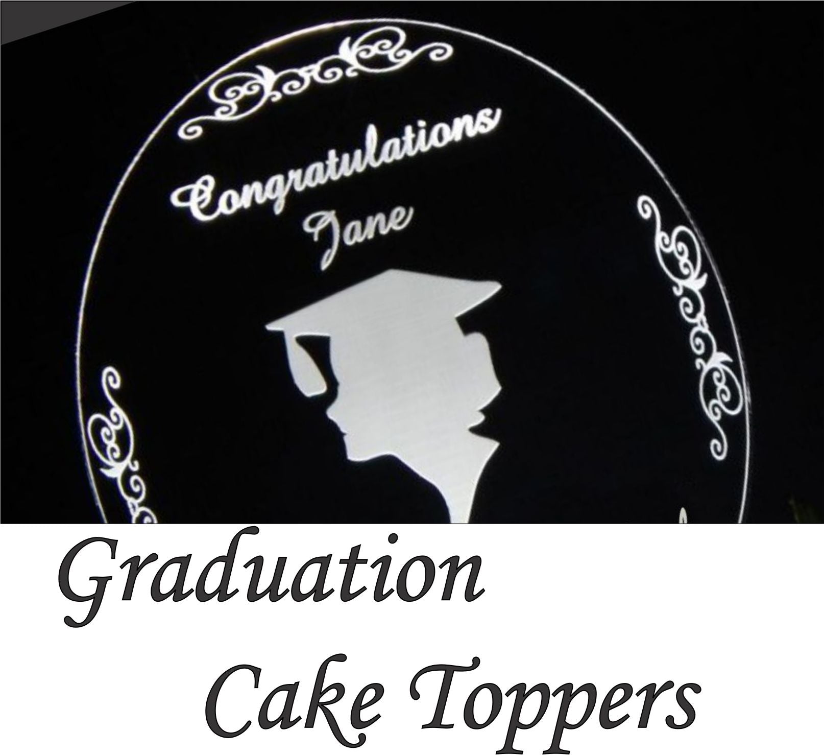 Personalized LED Acrylic Graduation Cake Toppers – FinesseLaserDesigns