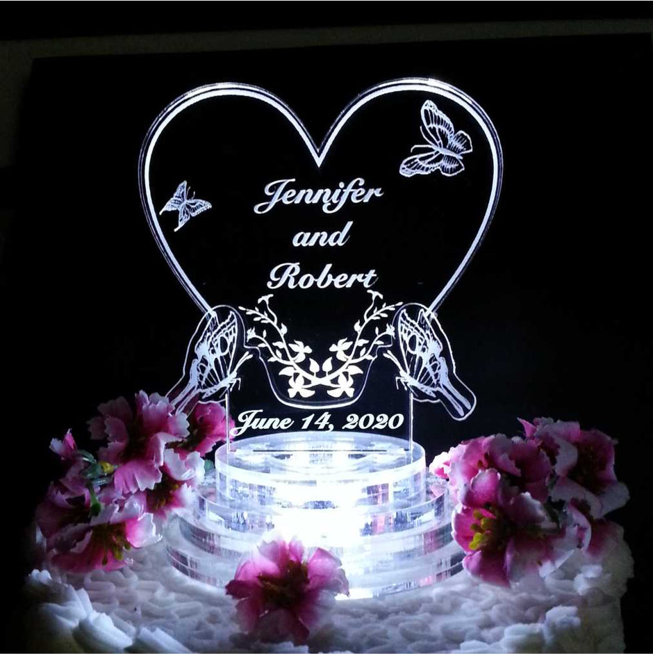 Personalized LED Acrylic Wedding Cake Toppers – FinesseLaserDesigns