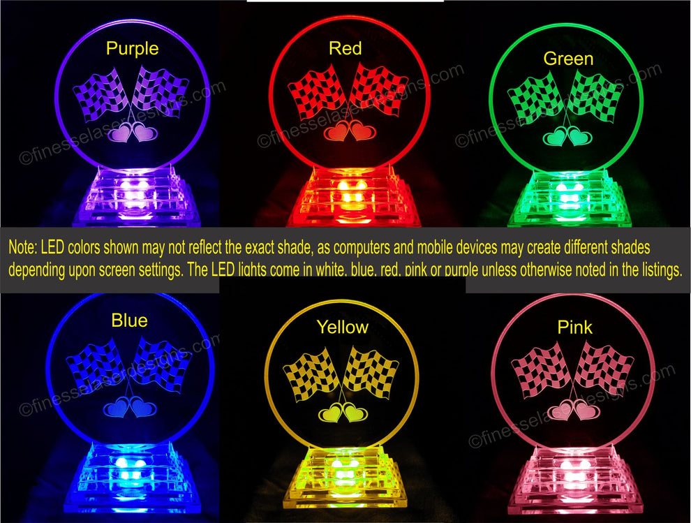 Personalized Racing Flag Lighted Acrylic LED Birthday Cake Topper ...